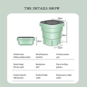 4.5L Mini Portable Washing Machine Lightweight Underwear Washer,Foldable Washer with Spin Dryer for Baby Clothes, Socks, Towels,Bucket Automatic Perfect for Camping, Travelling, Apartment, Dorm