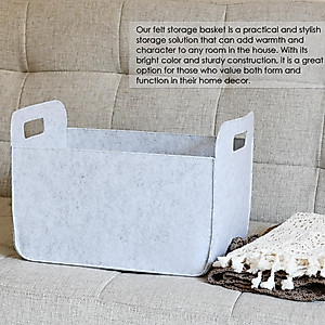 Acrola 15" x 10" Storage Basket Felt Storage Bin Collapsible & Convenient Box Organizer with Carry Handles for Office Bedroom Closet Babies Nursery, Toys, DVD, Books, Laundry Organizing (Light Gray)