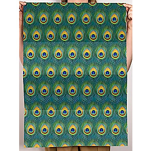CENTRAL 23 Animal Print Wrapping Paper - 6 Sheets Gift Wrap - Green Wrapping Paper - Peacock Feathers - Birthday Wrapping Paper For Women - Comes With Fun Stickers