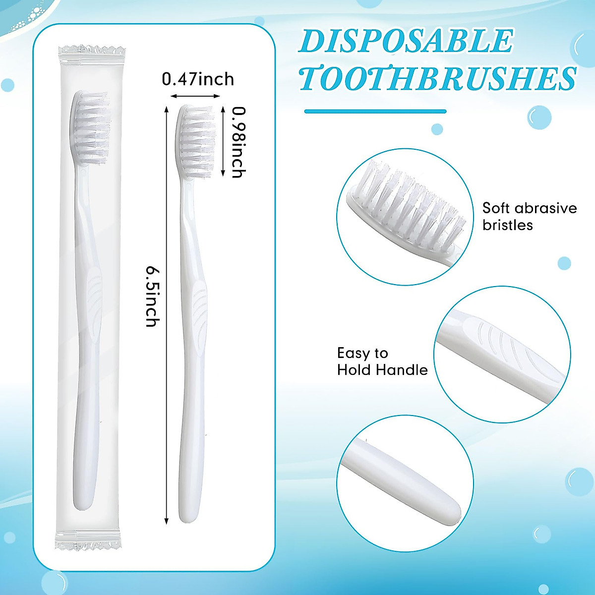 Tessco 500 Pcs Disposable Toothbrushes Individually Wrapped Soft Bristle Tooth Brush Set Travel Toothbrushes Bulk for Adults Oral Hygiene Dental Care Camping Guestroom Hotel(White)