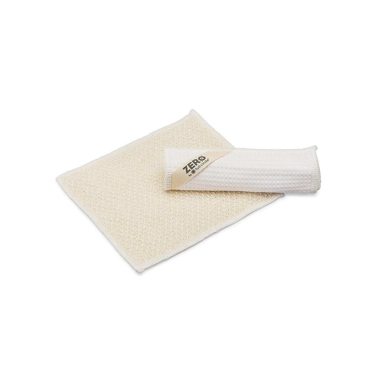 Full Circle Zero Waste Washi Scrubby Cloths, Set of 2 – Absorbent Dual Action Dishcloth with Scrubber Side – Reusable Scrubbing Dish Cloth & Counter Top Cleaning Cloth – Scrubber Dishcloths White