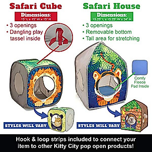 Kitty City Jungle Cat Cube Combo, Collapsible Cat Cube, Cat Bed, Tunnel, Cat Toy