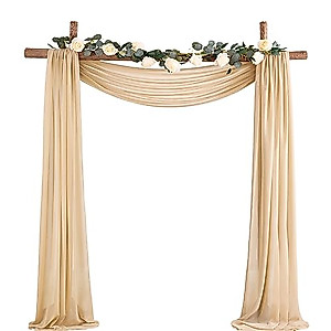 Socomi Wedding Arch Draping Fabric 1 Panel 29" x 19Ft Champagne Sheer Chiffon Curtain Drapes 6 Yards for Wedding Ceremony Birthday Party Decoration