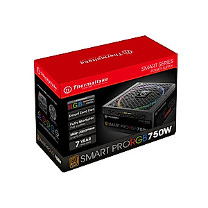 Thermaltake Smart Pro RGB 750W 80+ Bronze Smart Zero 256-Color RGB Fan Fully Modular ATX 12V 2.4/EPS 12V 2.92 Power Supply 7 YR Warranty PS-SPR-0750FPCBUS-R