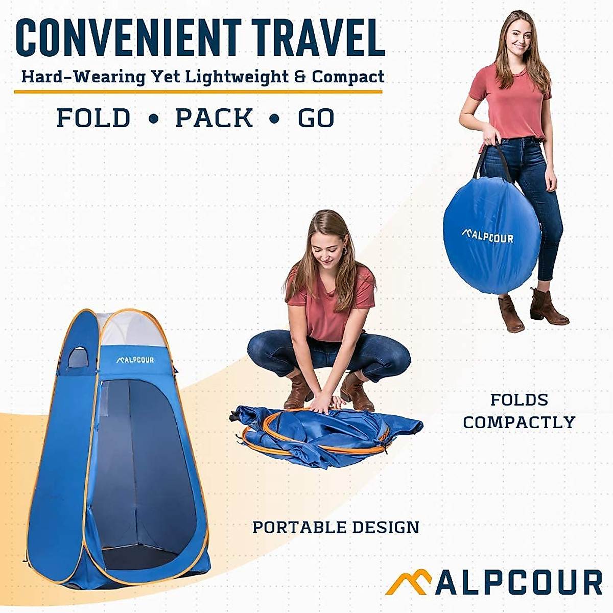 Alpcour Foldable Waterproof Pop Up Portable Toilet Seat for Camping, Hiking, Beach, and Traveling