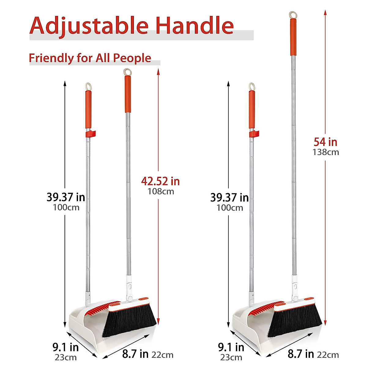 JEHONN Carpet Floor Sweeper Manual with Horsehair, Broom and Dustpan Set for Home