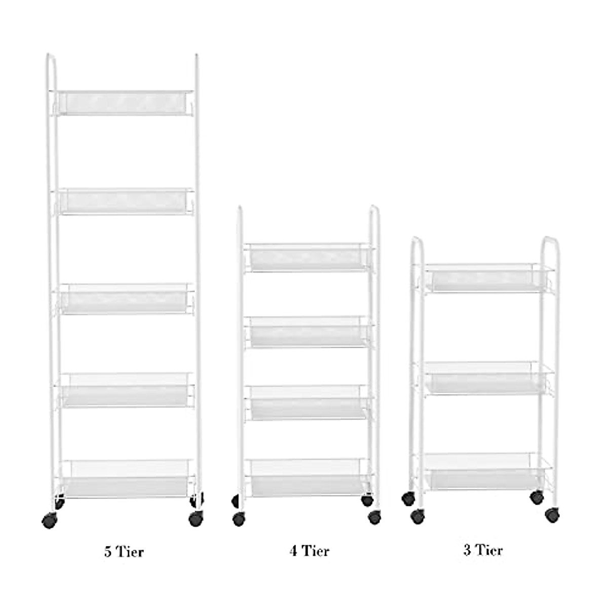 Lavish Home 5-Tiered Narrow Rolling Storage Shelves - Mobile Space Saving Utility Organizer Cart for Kitchen, Bathroom, Laundry, Garage or Office