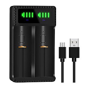18650 Battery Charger, Tectra Smart Speedy Universal Dual Charger for 21700 26500 22650 22500 20700 18500 18490 18350 17670 16340(RCR123) Li-ion Battery