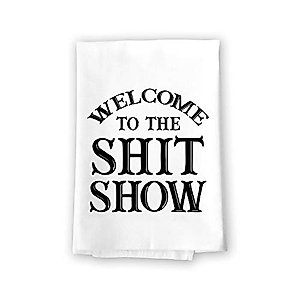 Honey Dew Gifts Funny Inappropriate Towels, Shit Show Flour Sack Towel, 27 inch by 27 inch, 100% Cotton, Highly Absorbent, Multi-Purpose Bathroom Hand Towel