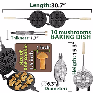 Non-stick Coating Cookie Mold Walnut Mushroom Assorted Tasty Homemade Cookies Baking Tools & Accessories Cookie Presses Bakeware (10 Mushrooms)