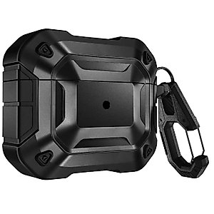 DGege Compatible with AirPods 3rd Generation Case Cover, Heavy Series Protective Skin with Keychain Accessories Compatible for Apple AirPods 3 Case 2021 Released for Men Boys Matt Black