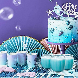 Naturalik 100-Pack Light Blue Biodegradable Paper Straws- Extra Durable- Baby Shower decorations for boy, gender reveal party supplies, birthday party straws, Blue Paper Straws