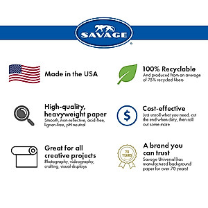 Savage Seamless Background Paper - #66 Pure White (107 in x 36 ft) with Free 2" x 4yd Black Gaffer Tape