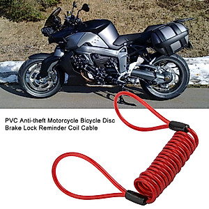 PVC Anti Theft Motorcycle Disc Brake Lock Reminder Coil Cable Warning Rope Red