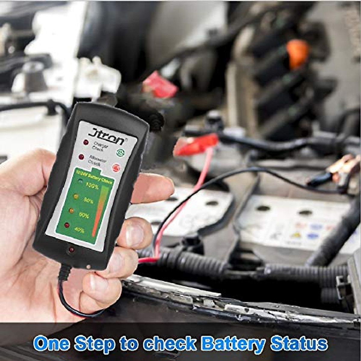 Jtron Automotive Battery Tester 12V-24V, Load Tester LED Digital Alternator Tester Analyzer Auto Motorcycle System Analyzer, 6 LED Diagnostic Tool Repair Tool Auto Battery Tester for All Batteries
