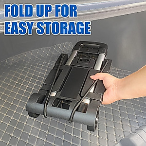 APOXCON Folding Hand Truck, Lightweight Aluminum Luggage Cart with 4 Wheels & Adjustable Handle, 160 lbs Capacity Foldable Dolly Cart for Moving Home Office Shopping Travel Use, Compact and Portable