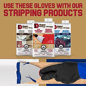 D SUPER REMOVER SINCE 1979 Neoprene, Chemical Resistant Gloves, Industrial Strength, Stripping and Painting Gloves, Durable & Reusable with Anti-Slip Grip - 1 Pair (Medium)
