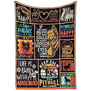 InnoBeta Pitbull Gifts for Pitties Lovers, Pitbull Flannel Blanket Throws for Pitt Dog Mom Dad, 50 x 65 inches, Perfect for Birthday Christmas Thanksgiving Mother's Day