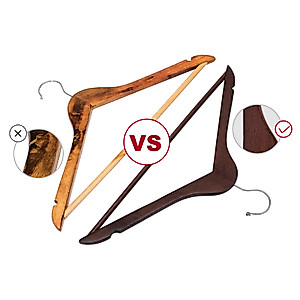 ELONG HOME Wooden Hangers, 20 Pack Coat Hangers with Extra Smooth Finish, Precisely Cut Notches and Chrome Swivel Hook, Wooden Clothes Hangers for Shirt Suit Jacket Dress