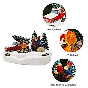 MOMENTS IN TIME Christmas Village Scene, Campfire Scene with LED Lights - Battery Operated (not Included) (4.3" H x 6.6" W x 4.3" D)