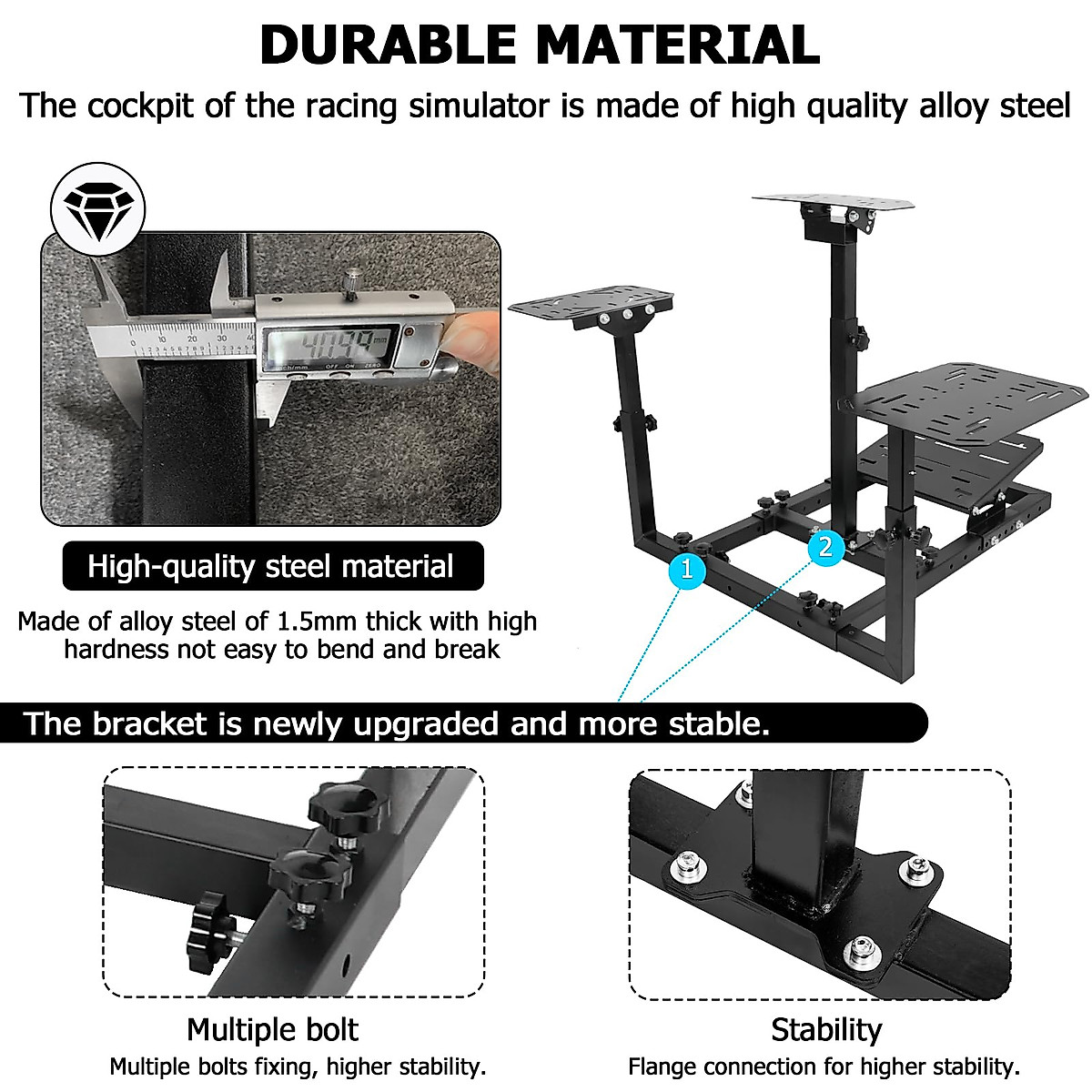 Anman G29 Racing Flight Simulator Stand with Pro 3 Gear Shifter Panels Fit for Logitech/Thrustmaster/Hotas Warthog G27 G29 G920 TX PXN,Professional Steering Wheel Stand,Not Include Wheel & Pedals