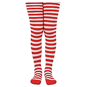 Jefferies Socks Big Girls' Stripe Tights, Red/White, 8-10 Years
