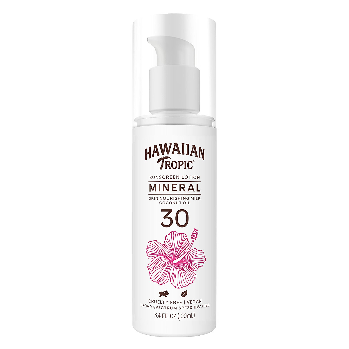 Hawaiian Tropic Mineral Skin Nourishing Milk Sunscreen SPF 30, 3.4oz | Sun Milk, Zinc Oxide Sunscreen, Mineral Sunblock, Oxybenzone Free Sunscreen, Travel Size Sunscreen, 3.4oz
