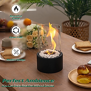 BRIAN & DANY Tabletop Fire Pit, Table Top Firepit Indoor & Outdoor, Tabletop Fireplace with 2 Combustion Chambers, Ethanol Fire Pit Bowl with Fire Killer and Pebbles