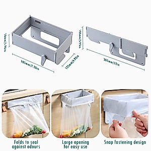 OneNine Wall-Mounted Foldable Trash Bag Holder, 2 PCS Wall Mounted Multifunctional Garbage Bag Holder, Portable Cabinet Rubbish Holder for Kitchen Bathroom Counter Toilet (White)