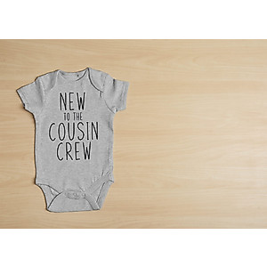 Pregnancy Announcement for Grandparents Size 0-3 Months: New To The Cousin Crew Baby Announcement for Family Romper Gray. Baby Boy Girl - Baby Announcement Onesie Baby Announcement Gifts