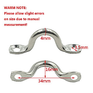 Hxchen 20Pcs M4 316 Stainless Steel Bimini Boat Top PAD Eye, Eye Straps, Tie Down, Kayak Deck Loops, Tie Down Anchor Point, footman's Loop for Kayak Canoe Rigging