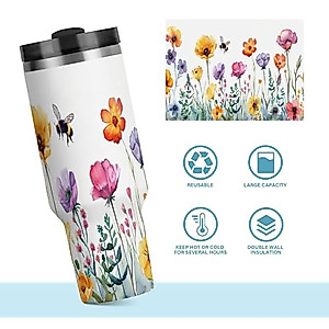 FRCSDIY Cartoon Planet Insulated Tumbler with Handle and Straw Lid,30oz Leakproof Stainless Steel Cup BPA-Free Water Bottle