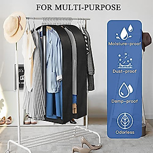 FADOTY 40" Garment Bags for Hanging Clothes 6.3" Gusseted Hanging Garment Bag for Storage Jacket Covers for Closet with Zipper Clear Garment Cover Dustproof for Coats Sweaters, 3 Pack, Black