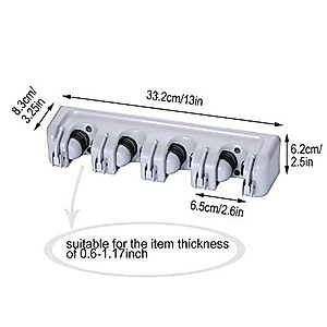 TOGU Mop and Broom Holders Sturdy Wall Mounted Broom Gripper Holds up to 9 Tools,Anti-Slip for Home Kitchen Garden Garage Storage Systems