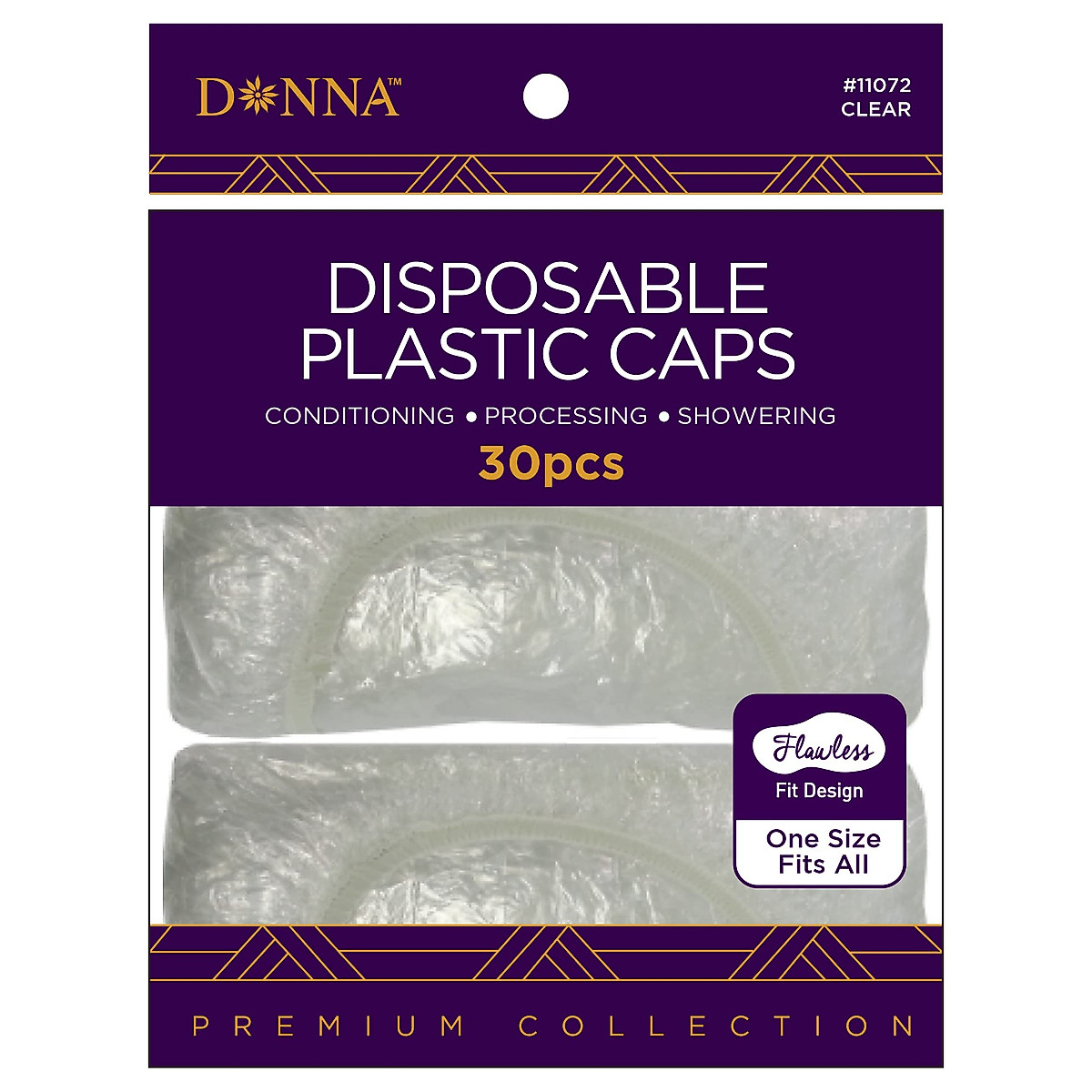 Donna Disposable Shower Caps for Travel - 30PCS Plastic Hair Caps Shower Caps for Women or Men Elastic Band Waterproof Plastic Bathing Showering All Hair Textures…