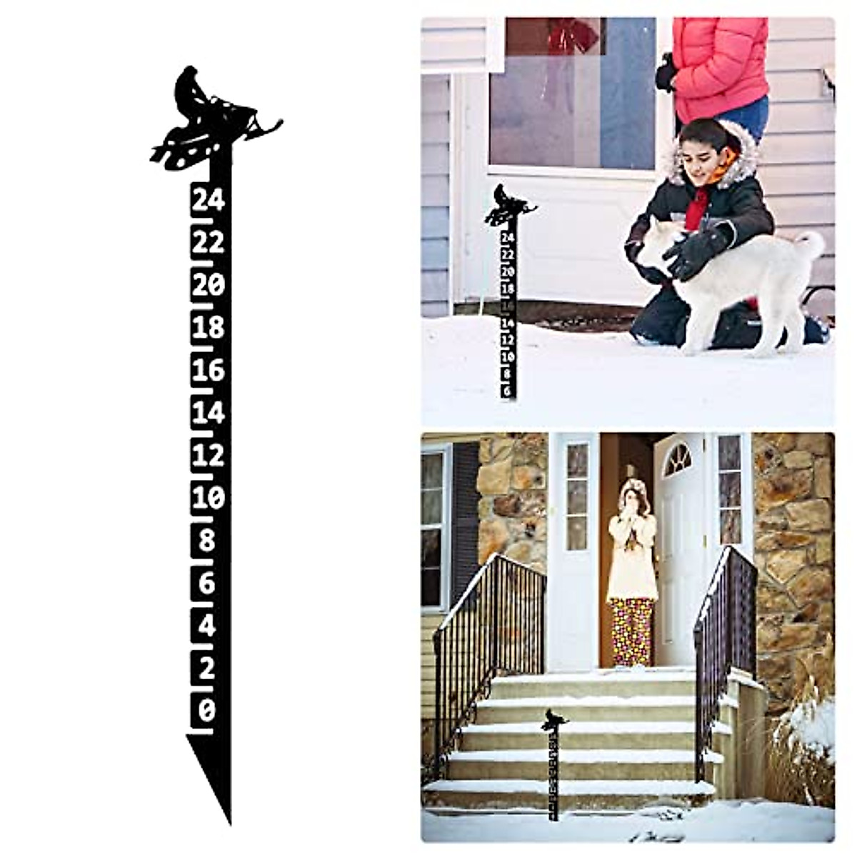 Gift 24cm Snowflake Snow Measuring Instrument Snowmobile Snow Measuring Instrument Metal Snow Measuring Ruler Outdoor Garden Ornament Zip Level Pro2000 (Black, One Size)