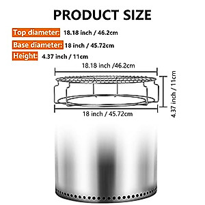 Fire Pit Cooking Grate Accessory for Solo Stove Bonfire 19.5 Inch, Stainless Steel Grill Grate for Bonfire Fireplace Tools