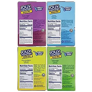 Jolly Rancher SINGLES TO GO! Drink Mix WaterTok Bundle - Blue Raspberry, Green Apple, Watermelon and Cherry Drink Mix
