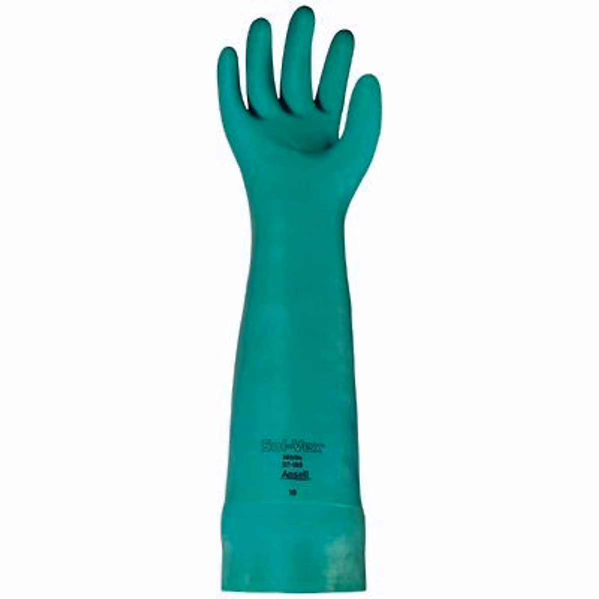 Ansell 37-185-8 Sol-Vex Unsupported Nitrile Gloves, Cuff, Lined, Size 8, Green (Pack of 12)