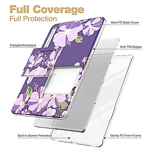 SURITCH for Samsung Galaxy Tab S7 FE Case for Tablet S7+ Plus, S8+ Plus, Built-in Screen Protector & S Pen Holder Full Body Shockproof Protective Cover with Foldable Kickstand, Purple Cosmos