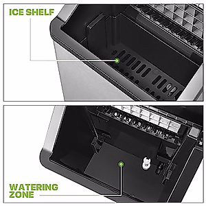 Magshion Dual-Size Countertop Ice Machine, Portable Self-Cleaning Ice Maker Machine, Creates 32 Square Cubes in 20 Mins, Makes up to 33 lb. in 24 Hours, Stainless-Steel