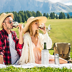 Wine Chillers for Bottles-Ideal Gift for Wine Lover, Stainless Steel Portable Champagne Cooler Sleeve Bucket-Double Walled Vacuum Insulated for Most 750ml Bottles with Long-Lasting Temperature Control