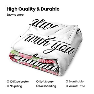 Christian Blanket with Inspirational Thoughts and Prayers, Pink Rose Flowers Ultra Soft Religious Bible Verse Gifts Blankets, Warm Plush Healing Throw Blankets, 60"x50"