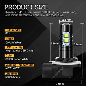 CHUSYYRAY Snow Blower Bulbs Compatible with Ariens 00432600, 881 Bulbs Combo, 6000K White Super Bright, Halogen Replacement Bulbs, Plug and Play, Pack of 2