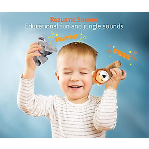 Jungle Friends Talking Plushie Set - for Boy & Girl, Realistic Sounding Stuffed Animal Toys Babies, Toddlers & Children - Lion, Elephant, Tiger, Zebra & Monkey