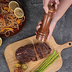 YSTKC Wood Pepper Grinder, 10 Inch Natural Solid Wooden Pepper Mill with Ceramic Rotor, Adjustable Coarseness, Premium Refillable Salt and Pepper Grinder