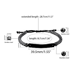 Natural Black Hematite Stone Beads Engraved Name ID Bracelet for Men Women Customized Kids Name Bracelet for Mom Dad Y1457