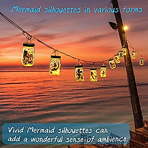 24 Pieces Fairy Silhouettes Mason Jar Cutouts Fairy Laser Cutouts Decals Plastic Mermaid 3.94 x 3.54 Inches Lantern Jar Dinosaur Cut Out Scrapbook Supplies for Wall Windows DIY Crafts (Mermaid)