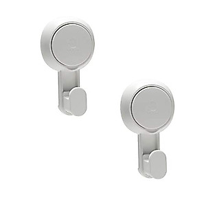 Bath Bliss 2 Pack Power Lock Gel-Suction Hooks | Shower and Bathroom Hook | Towel | Robe | Loofahs | Bags | Jackets | Easy Release | No Tools Required | White