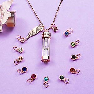 PREKIAR Cremation Urn Necklace for Ashes Timeless Hourglass Memorial Pendant Keepsake Jewelry for Human Pet Ashes with 12 Birthstone Angel Wing (Rose Gold Hourglass)
